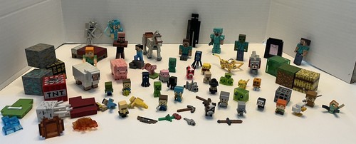 Minecraft Mini Figures Large Lot Of 50 + Pieces Mattel Mojang Figures ...