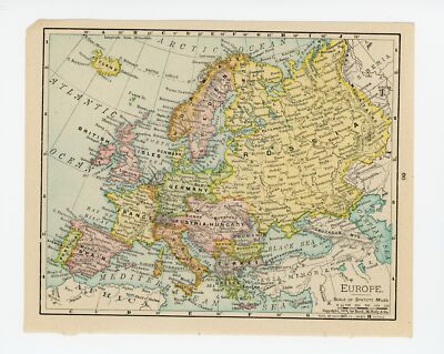 1911 Vintage Atlas Map Page - Europe on one side Argentine Chile ...