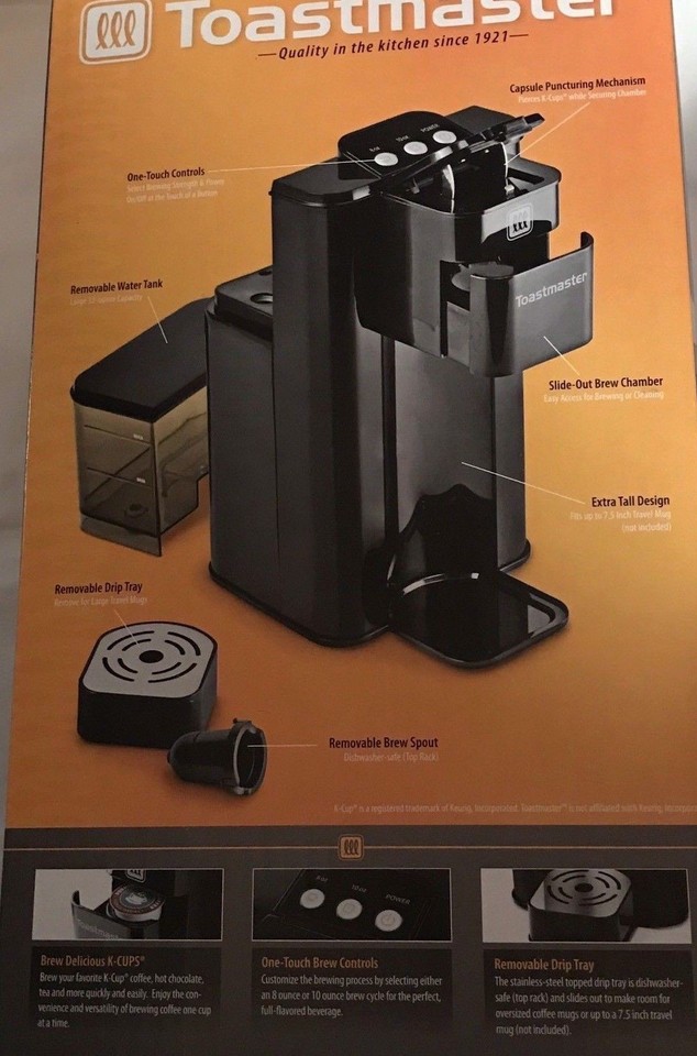 Toastmaster Single Serve Coffee Maker Brewer with Permanent Mesh Filter ...