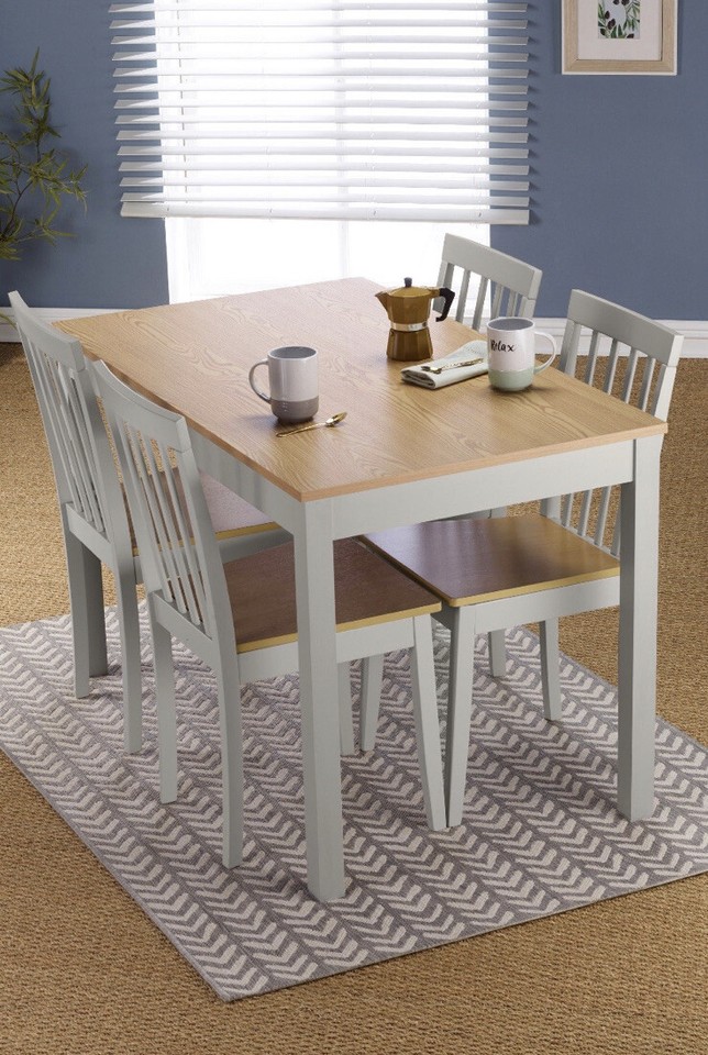 Sherbourne 5 Piece Wooden Dining Table Set with Chairs Grey Oak | eBay