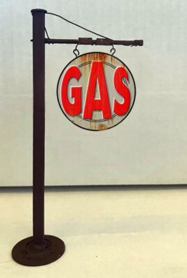 WEATHERED METAL HO SCALE 1:87 GAS SERVICE STATION POLE SIGN LAYOUT ...