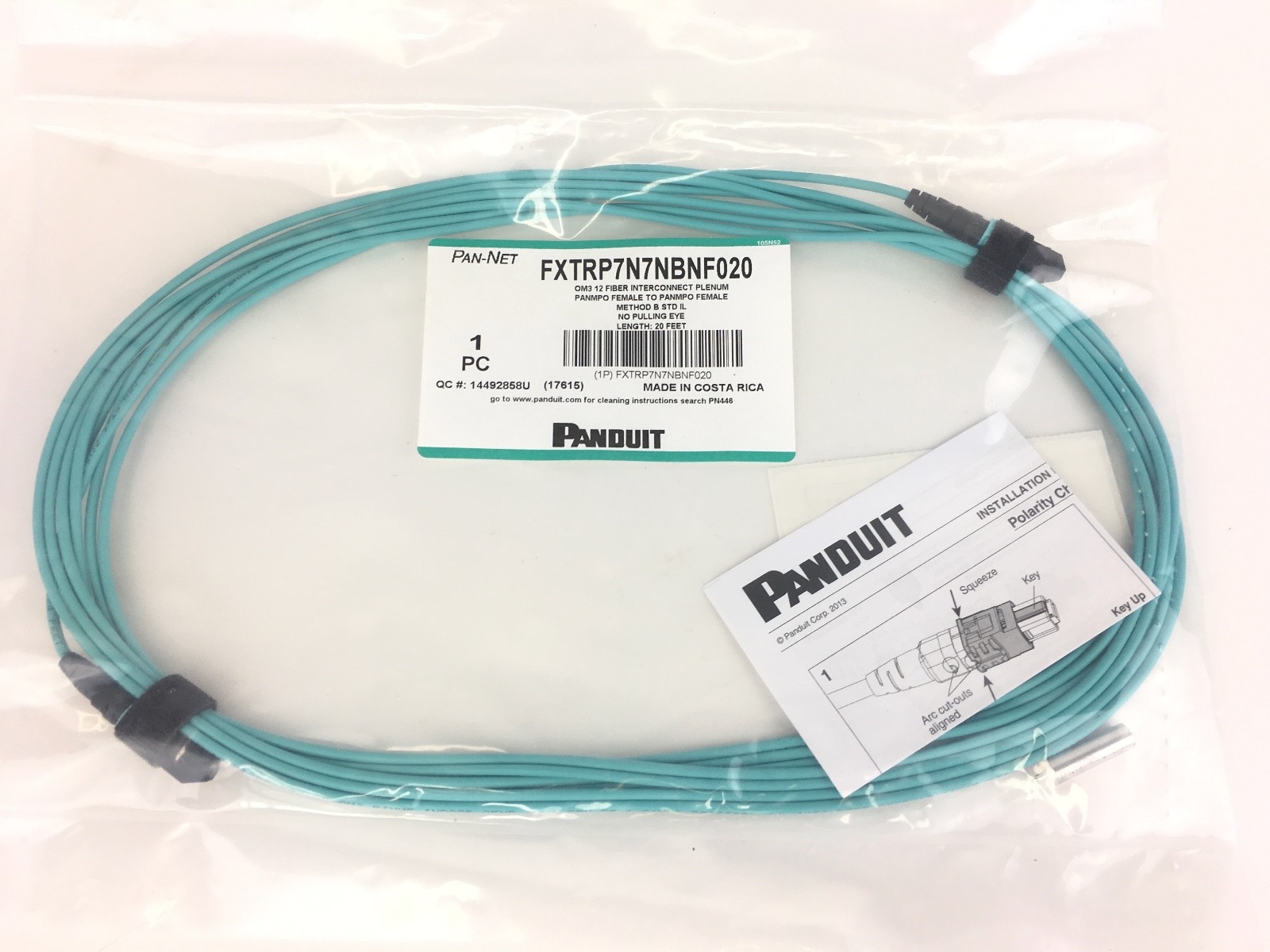 Panduit Quicknet OM3 12 Fiber Interconnect Plenum PanMPO 20FT ...