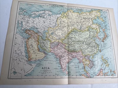 1910: Antique Map Of Asia Original Colour Print CS #38 Antiquarian ...