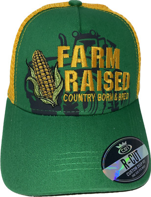 Ballcap Ball Cap Hat Snap Back ADJ Farm Raised Country Born & Bred ...