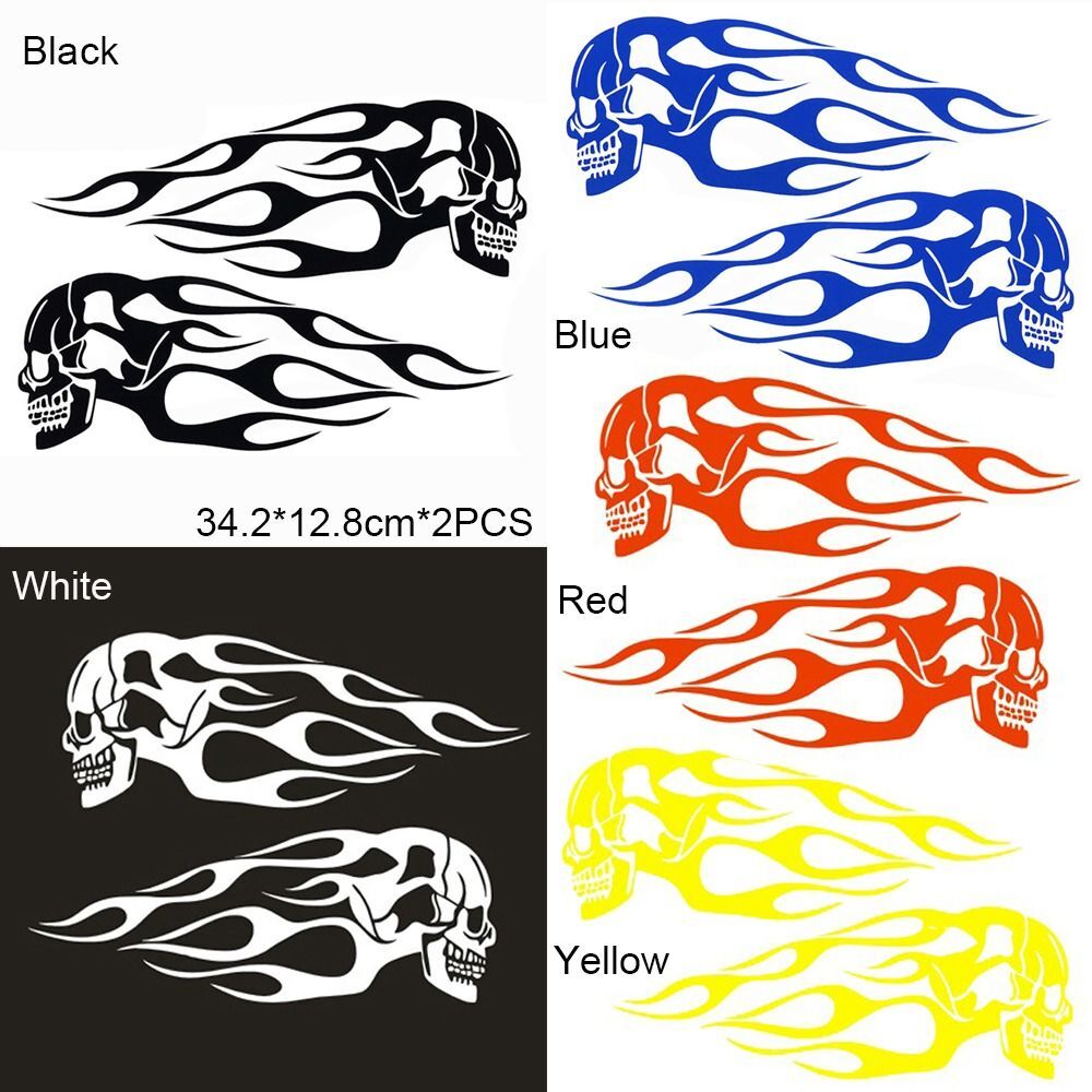 Motorcycle Ornament Helmet Decration Flame Skulls Decals 3D Fuel Tank ...
