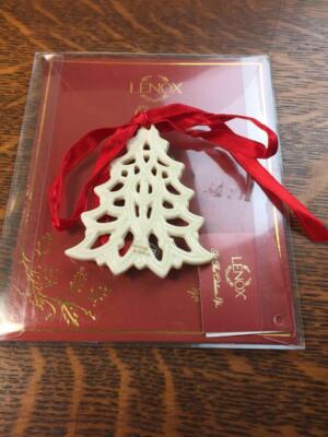 Lenox Christmas Tree Ivory Pierced Tree Charm Gift Tag Ornament ...