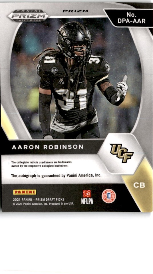 2021 Panini Prizm #DPA-AAR Aaron Robinson Green Auto UCF Knights | eBay