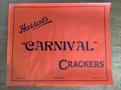 Harrods Christmas Cracker Label “Carnival Crackers” Genuine Vintage ...