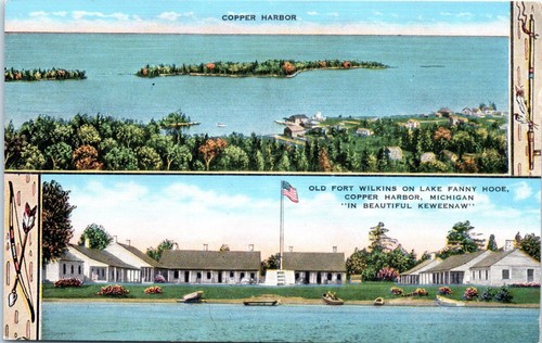 Michigan Postcard Copper Harbor Old Fort Wilkins Lake Fanny Hooe ...