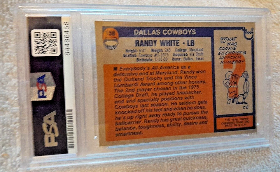 Randy White RC Dallas Cowboys Linebacker 1978 Topps PSA/DNA Certified ...
