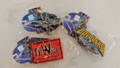 1999 WCW Wrestling Keychain Lot New Catalog GOLDBERG Logo nWo Rubber ...