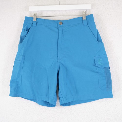 Reel Legends Teal Cargo Swim Shorts Medium 32/7 High Rise Cotton Nylon ...