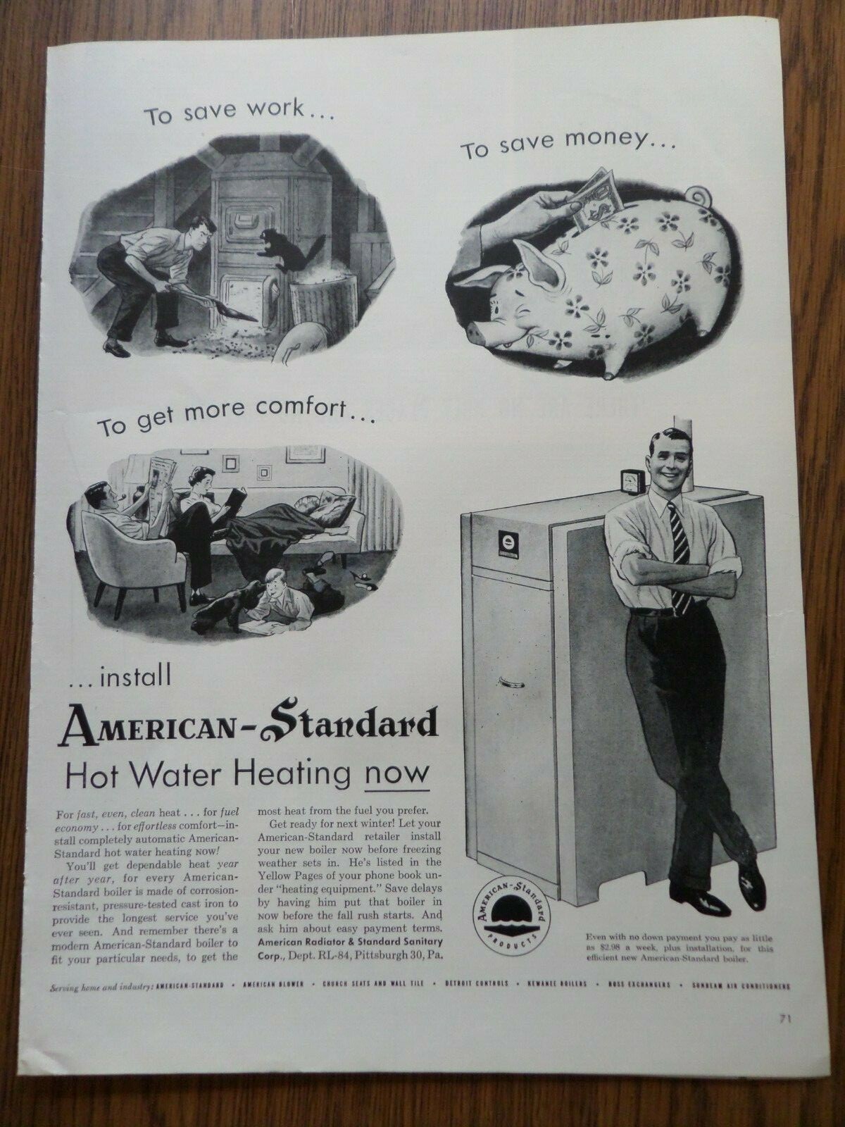 1954 American-Standard Ad Hot Water Heating Now | eBay