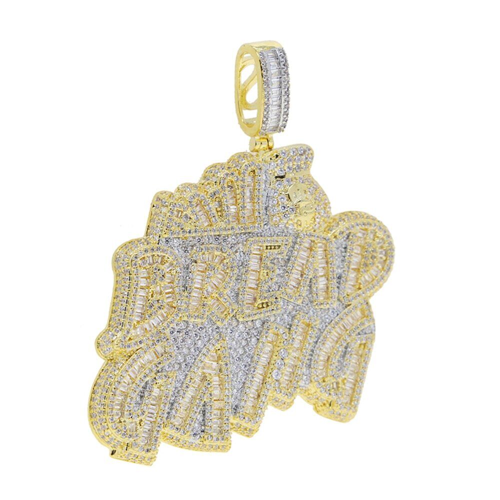 5AAA+ CZ Hop Hip Ice Out Bling BREAD GANG Pendant Necklace 5AAA+ CZ Hop Hip Ice Out Bling BREAD GANG Pendant Necklace