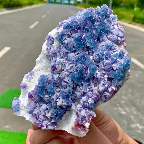 2.12LB Rare crystal samples of transparent blue purple cubic fluorite ...