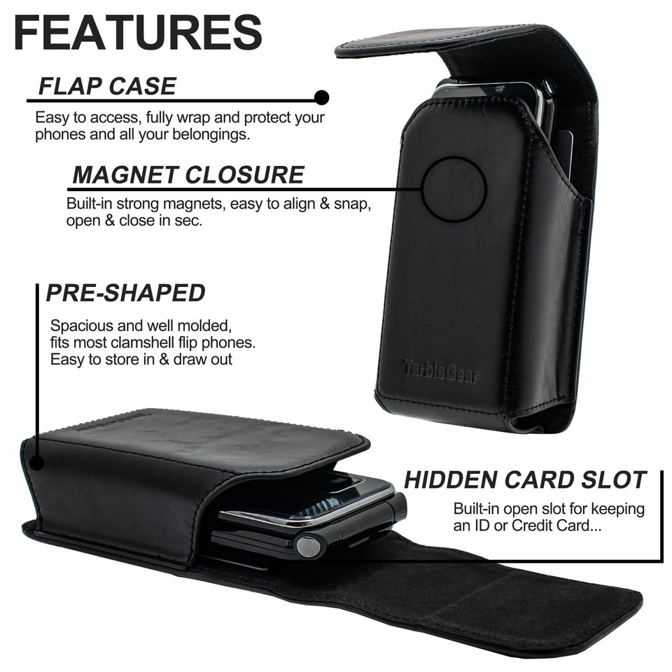 Leather Flip Phone Case with Belt Clip, Pouch for Kyocera & TCL & Nokia ...