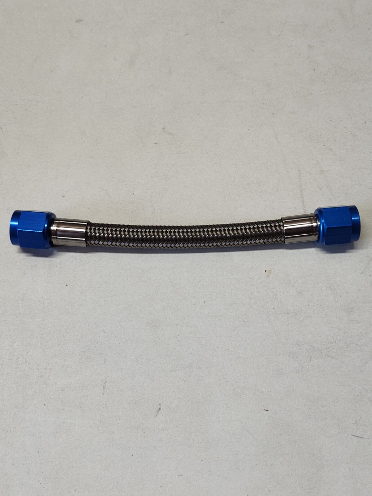6AN 6" NITROUS OXIDE OR FUEL LINE STAINLESS BRAIDED HOSE BLUE ENDS | eBay
