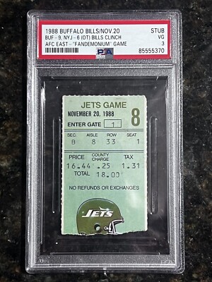 RARE 1988 Buffalo Bills Ticket Stub Fandemonium Game Vs NY Jets. Bills ...