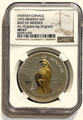 1973 Republic of Minerva fantasy $35 dollars - NGC MS67 - South Pacific ...
