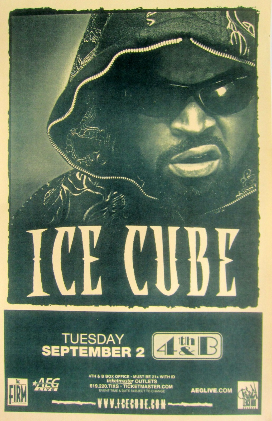 ICE CUBE 2007 SAN DIEGO CONCERT TOUR POSTER - Hip Hop, Gansta Rap Music ...