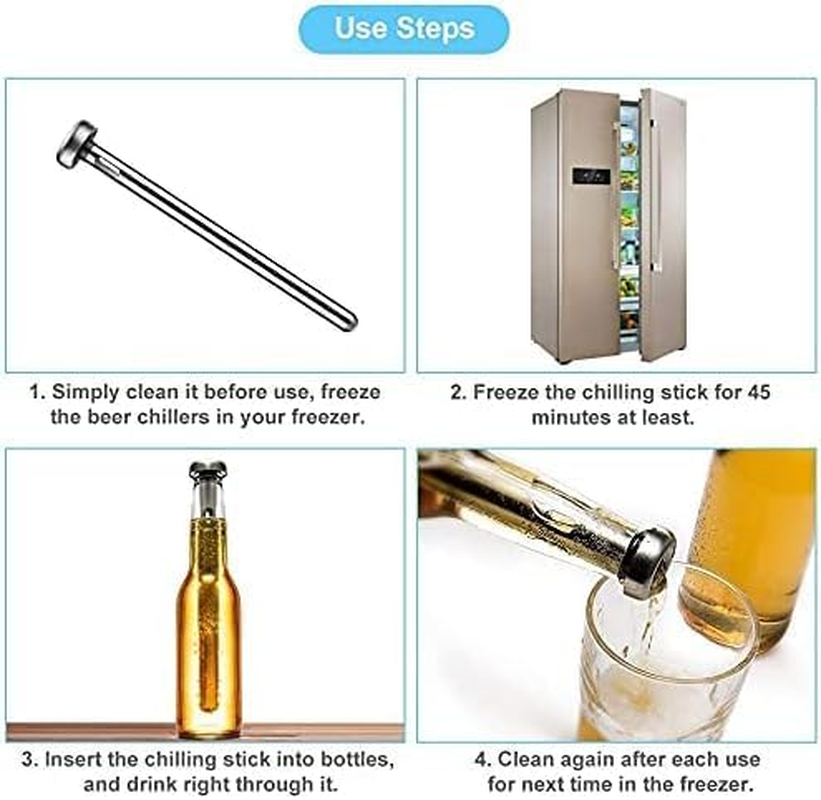 2 Packs Beer Chiller Sticks for Bottles, Stainless Steel Beer Stick ...