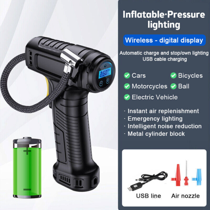 Cordless Tire Inflator Air Compressor Pump 12V Rechargeable for Car ...
