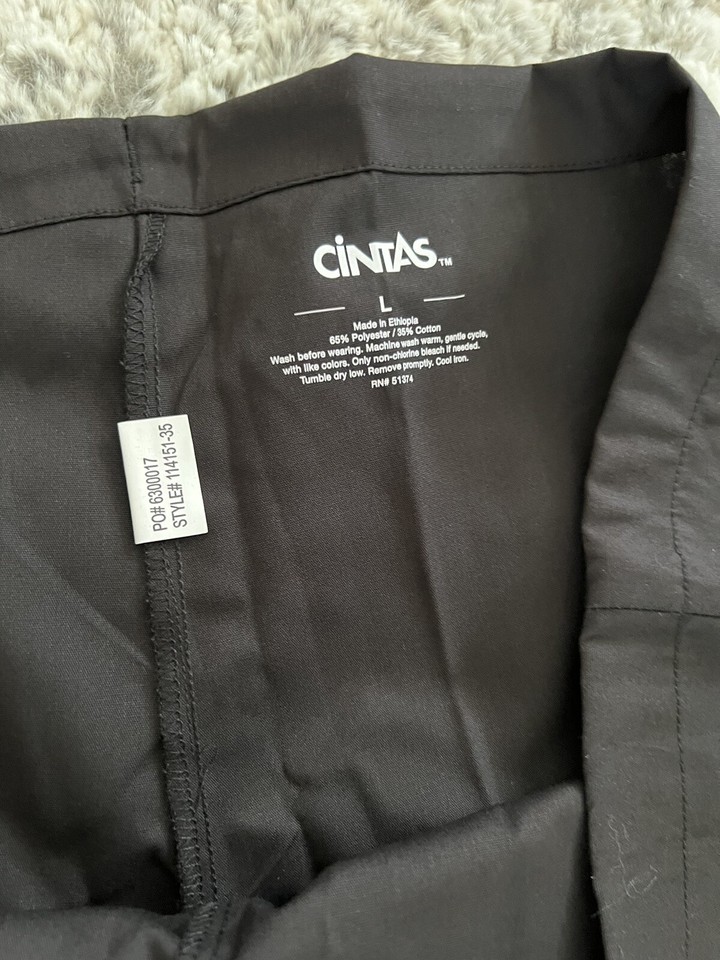 CINTAS PANTS WORK LOOSE HOSPITALITY SCRUBS BLACK SIZE LARGE NEW | eBay
