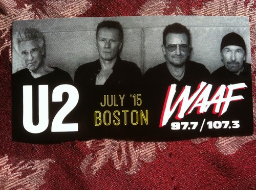 U2 sticker Boston Garden concert July '15 WAAF promo BONO | eBay