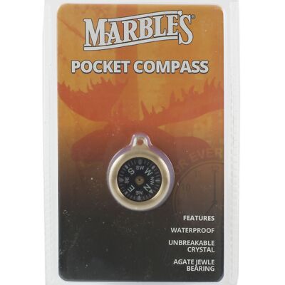 Marbles Brass Pocket Hiking Compass New Waterproof Revolving Black Face ...