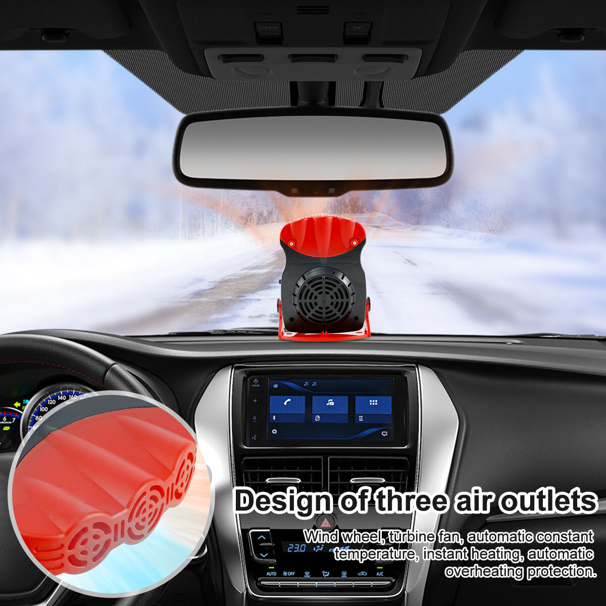 150W 12V Car Heater Handheld Car Defogger Heater Auto Windshield ...