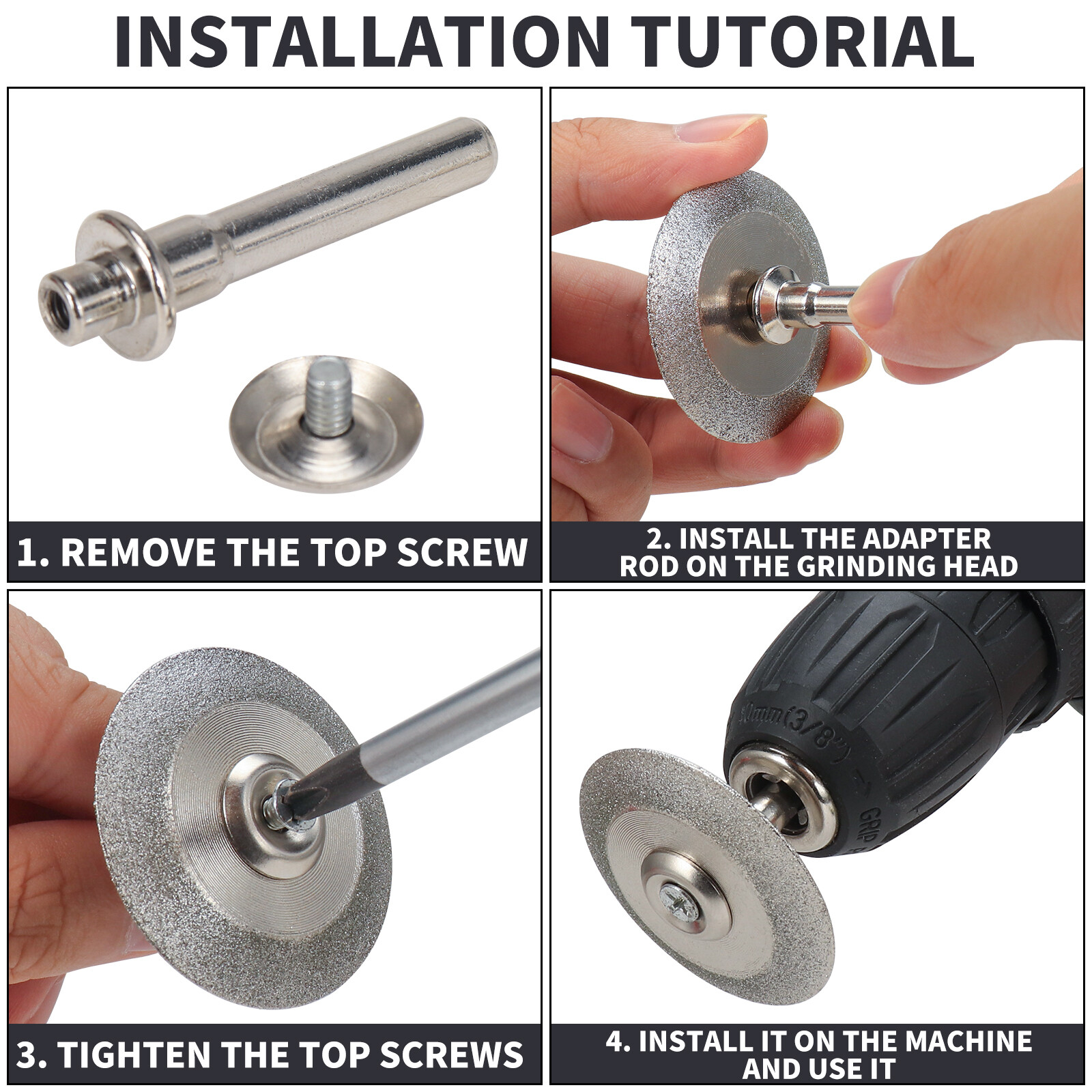 45° 45mm Diamond Grinding Wheel with 1/4" Mounting Mandrel for Drill ...