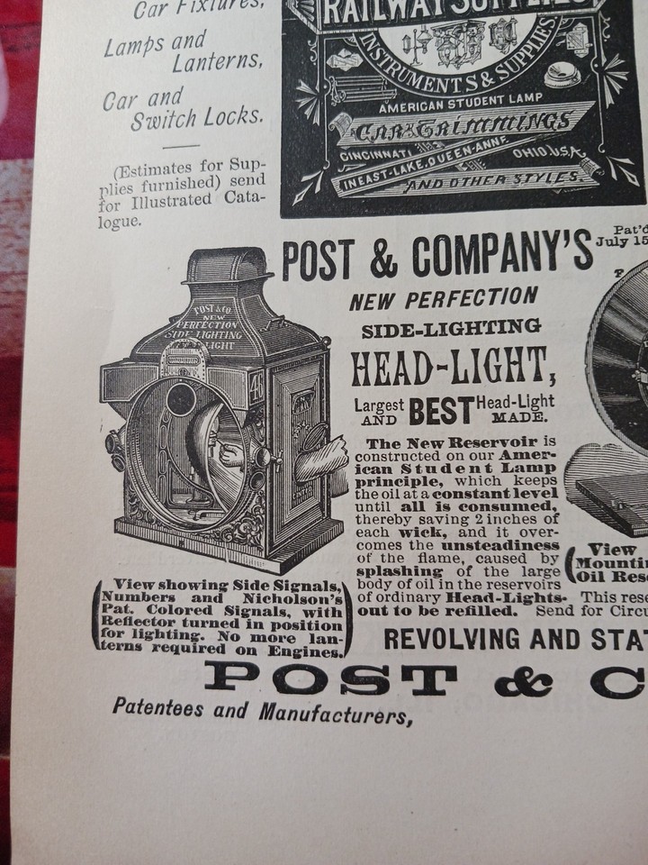 ~1884 Print Ad POST & COMPANY Cincinnati OH Railroad Supplies Head ...
