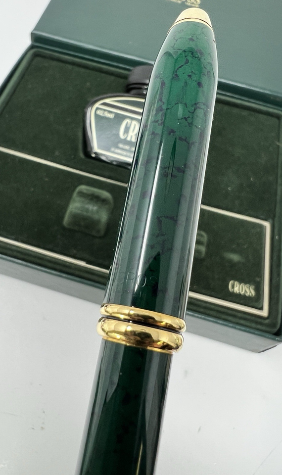 CROSS TOWNSEND MARBLED GREEN Convertible FOUNTAIN PEN Set Ink Roller ...