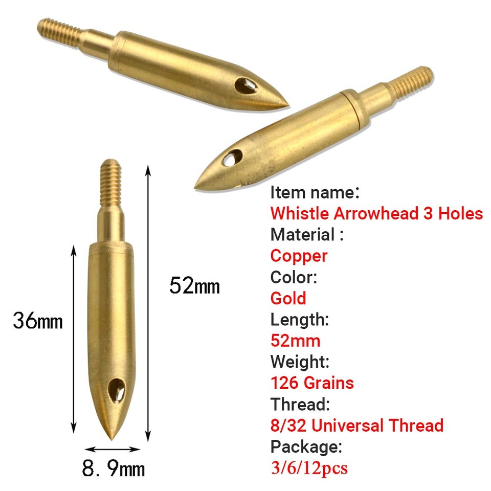 Archery Whistle 125gr Copper Signal Arrowheads Screws Tips Target ...