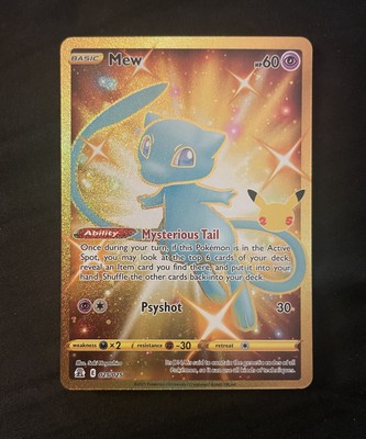 Pokemon Celebrations 25th Shiny Gold Mew 025/025 - Secret Rare Holo NM ...