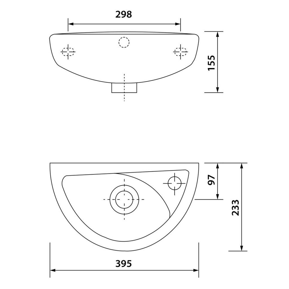 Compact Wall Hung Basin Sink Bathroom Mini Tiny Small Right Hand + Tap ...