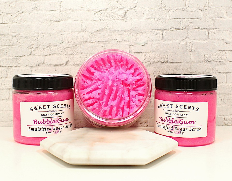 Bubble Gum Scented Sugar Scrub - Handmade Exfoliating Scrub Sweet ...