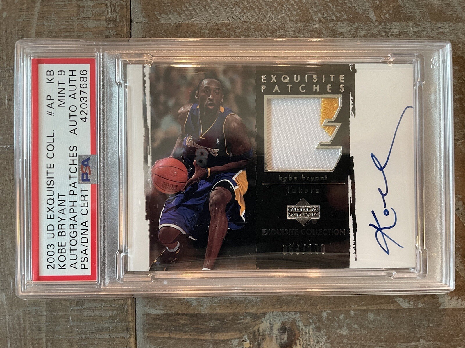 2003-04 EXQUISITE Autograph Patches Kobe Bryant 63/100 PSA 9 Pop 2 ...