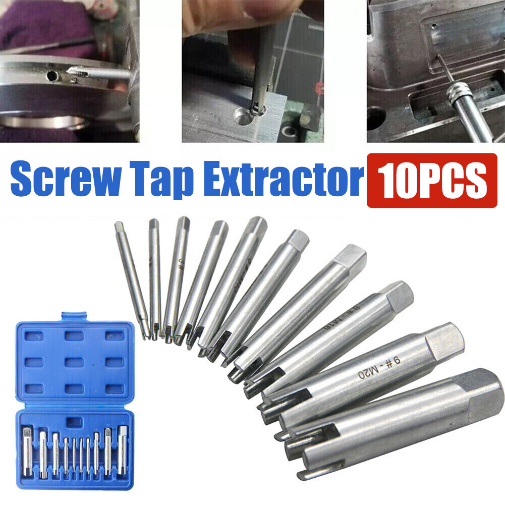 10pcs Broken Tap Extractor Removal Tool Kits Stripped Screw Remover 3/4 ...