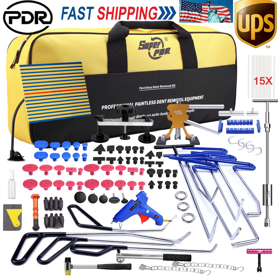 118PCS Paintless Dent Removal Rods Stainless Steel Tool Kit PDR Dent ...