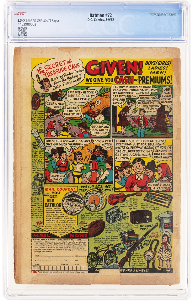 Batman #72 (1952) CGC 2.5 Jungle Tarzan Homage Cover! Golden Age DC ...