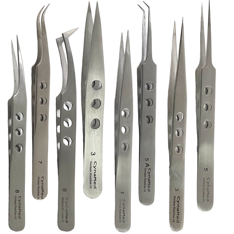 8 Pc Tweezer Set Stainless Steel Hobby Electronic Jewelry Watch Repairs ...