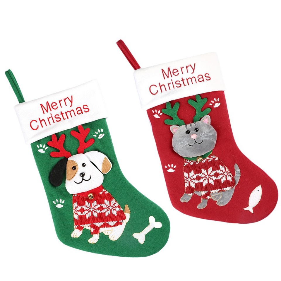 2 pezzi di calze di Natale Cartoon auto cane calzini regalo sacchetti ...