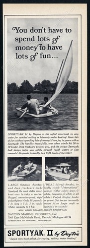 1969 Dayton Sportyak II sailboat sail boat photo vintage print ad | eBay