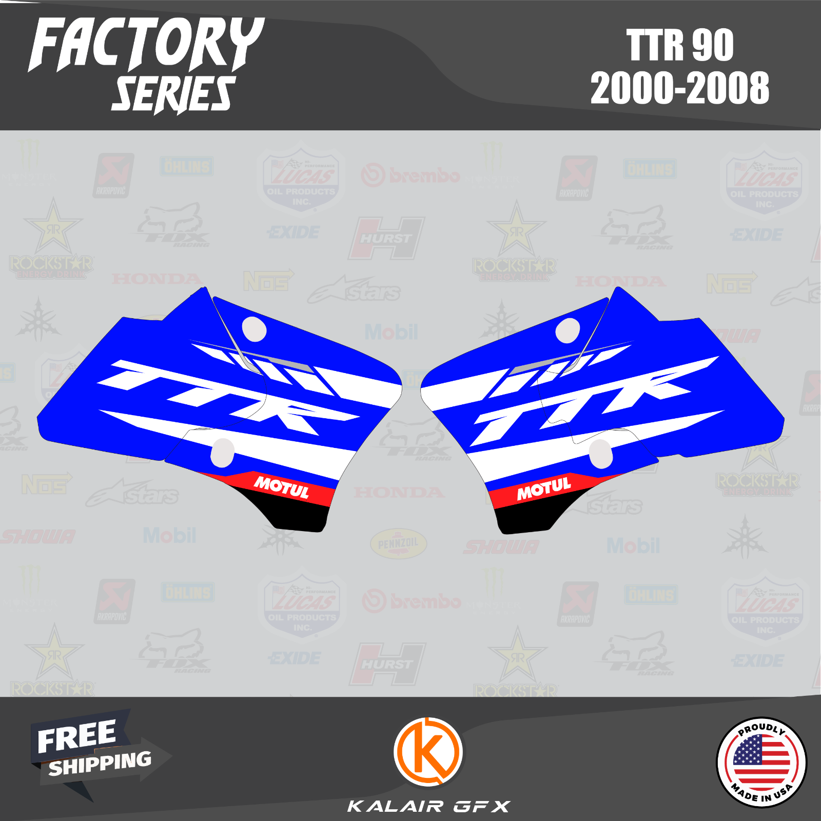 Graphics Kit for Yamaha TTR90 (2000-2008) TTR 90 Factory Series - Blue ...