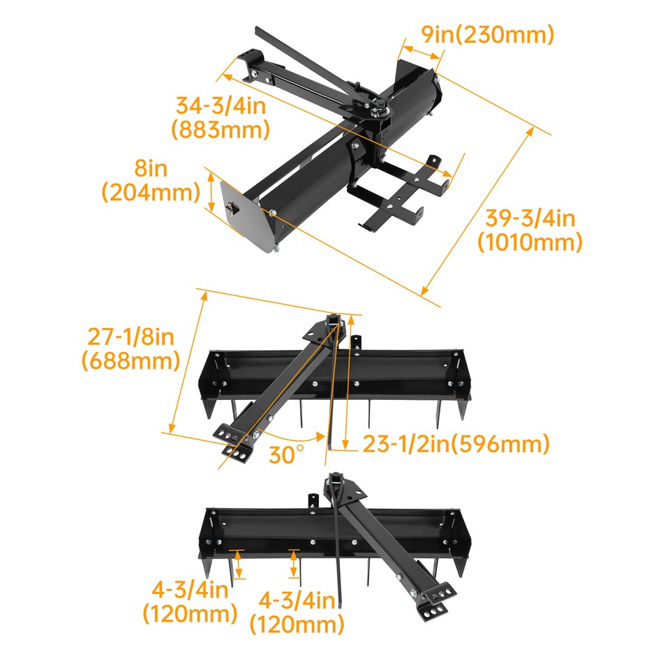 40" Steel Adjustable Tow Behind Box Scraper Blade For Lawn Garden ...