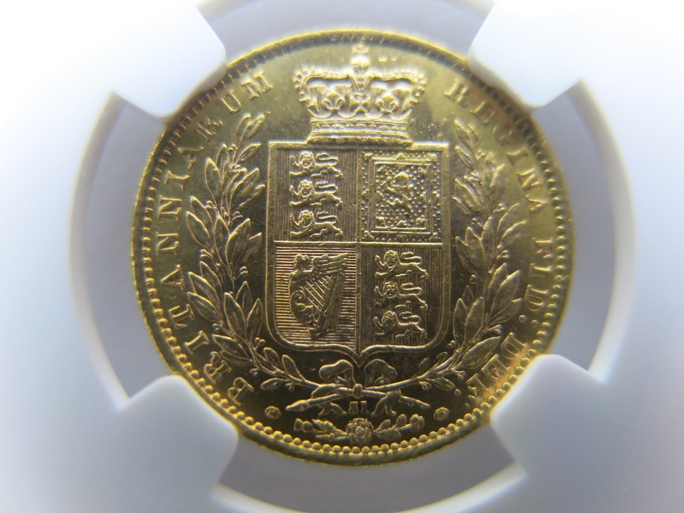 1871 gold Sovereign Great Britain NGC MS62 Shield victoria English coin ...