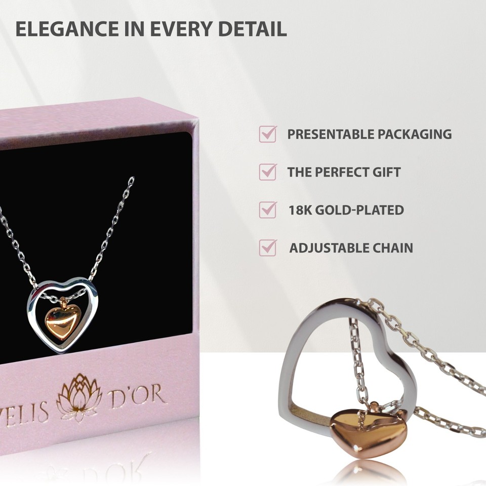 Gift-Ready Heart Necklace Stainless Steel Double Heart Pendant for ...