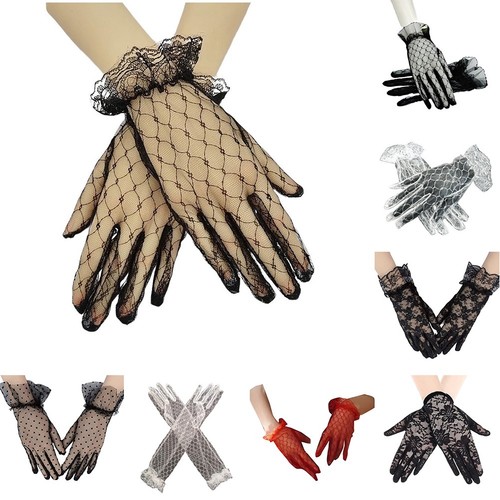 Women Stretch Lace Gloves Bridal Mesh Opera Evening Party Costume ...