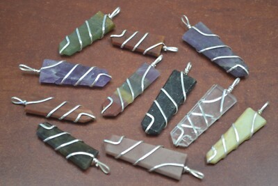 12 PCS ASSORT AGATE GEMSTONE STONE SILVER PLATED PENDANTS #F-1327 | eBay